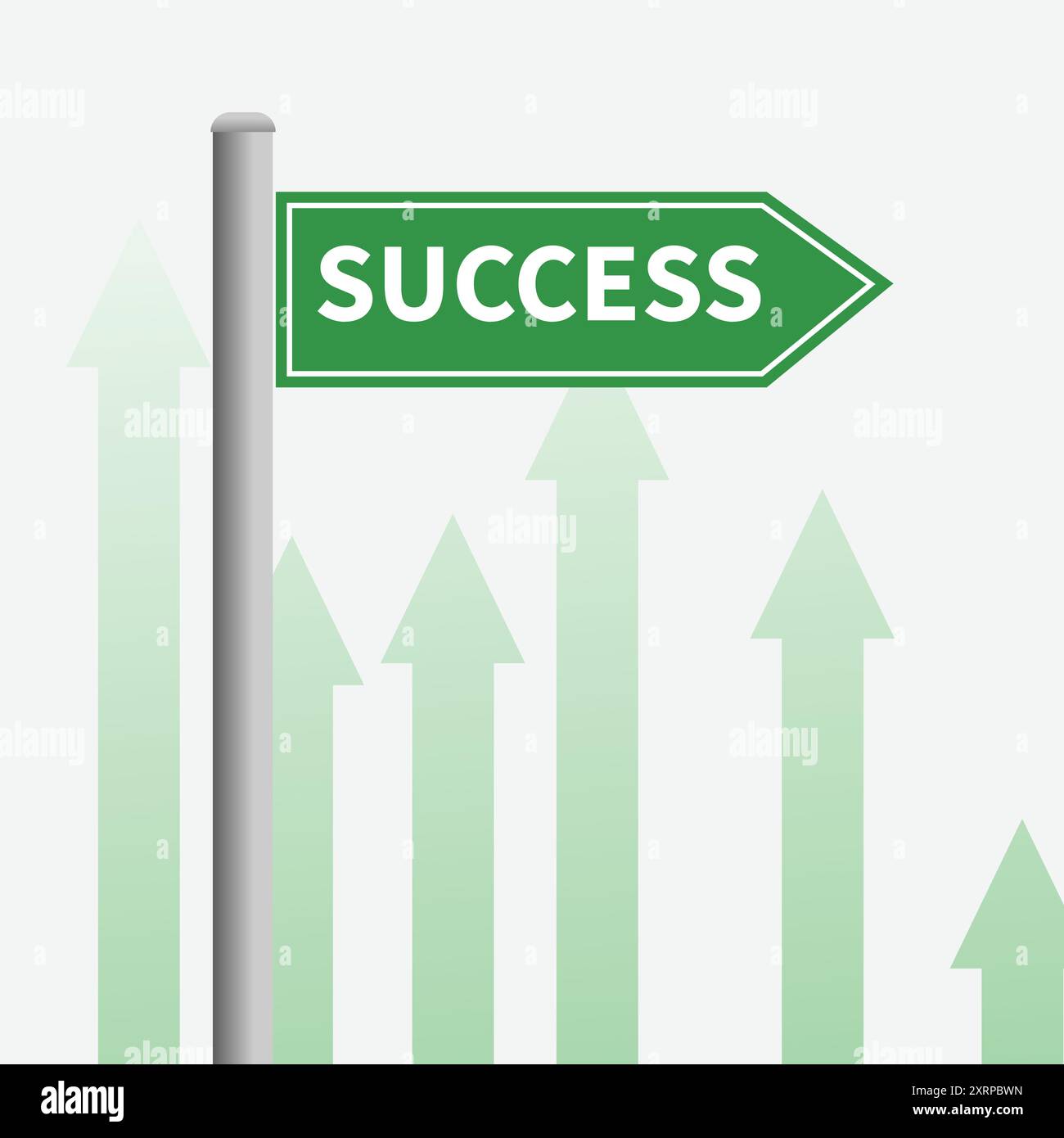 Success sign on green arrow pointing up. Business concept. Vector ...