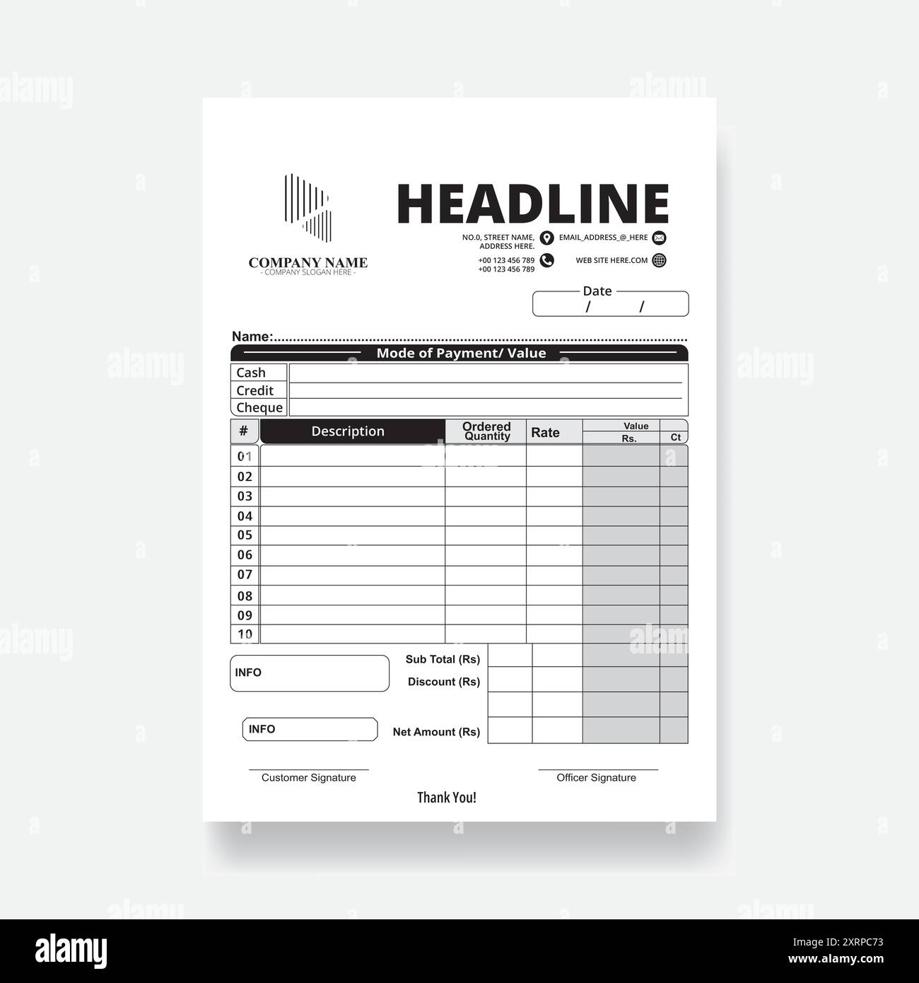 Receipt voucher vector template, NCR bill book, vector template image ...