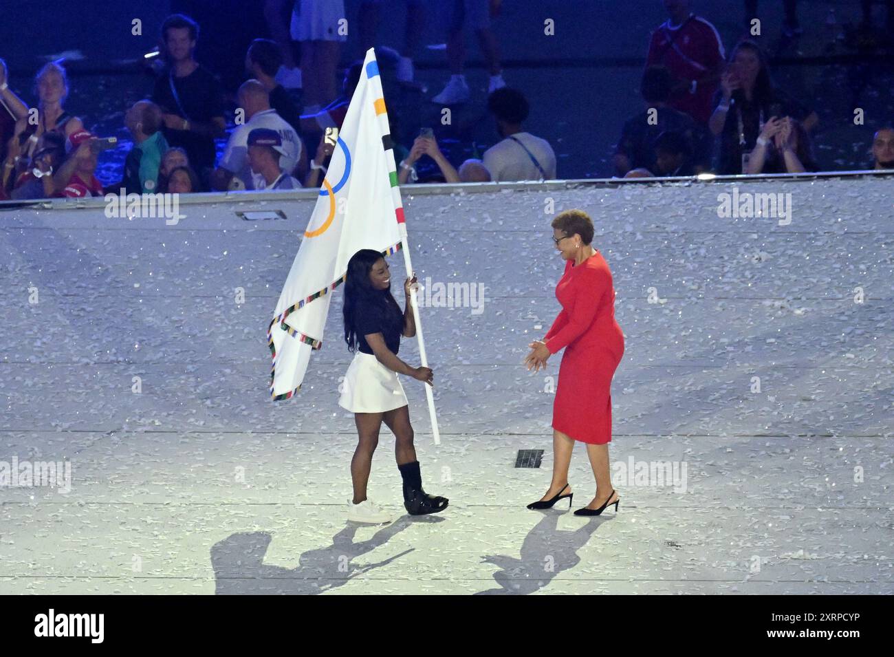 Paris, USA. 11th Aug, 2024. Karen Bass, Mayor of Los Angeles, and ...