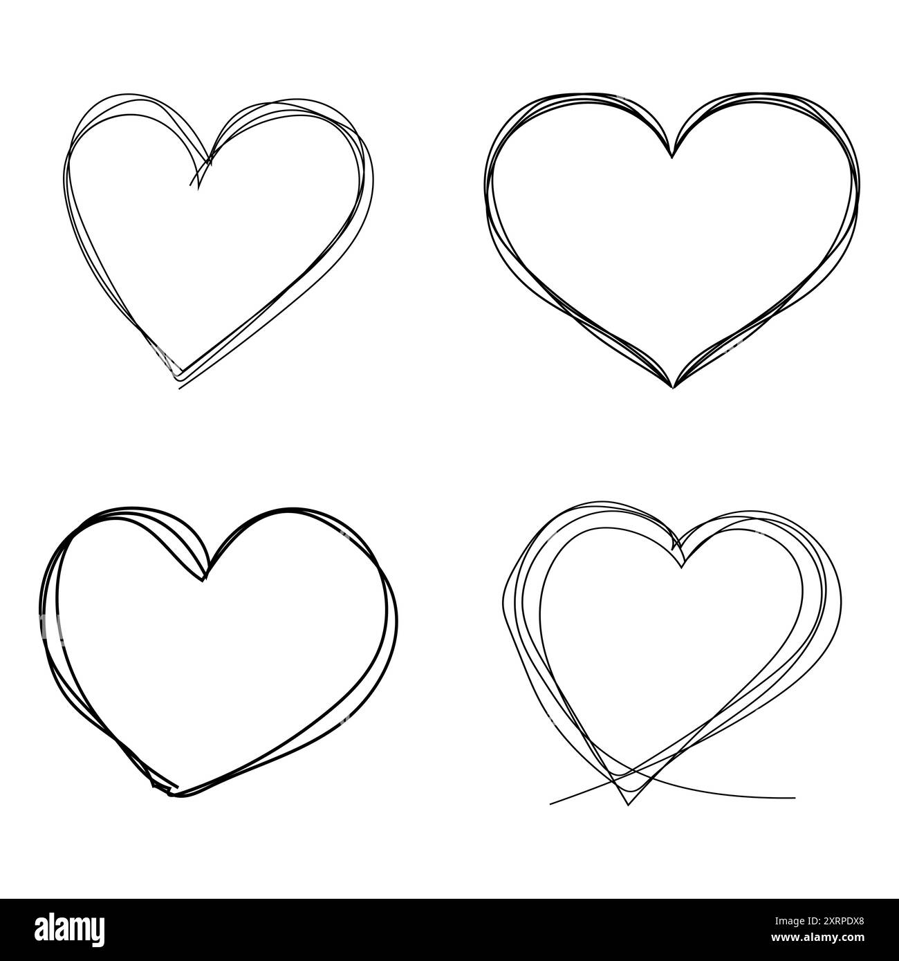 Heart frame scribble hand drawn thin line. Love set highlight text box ...