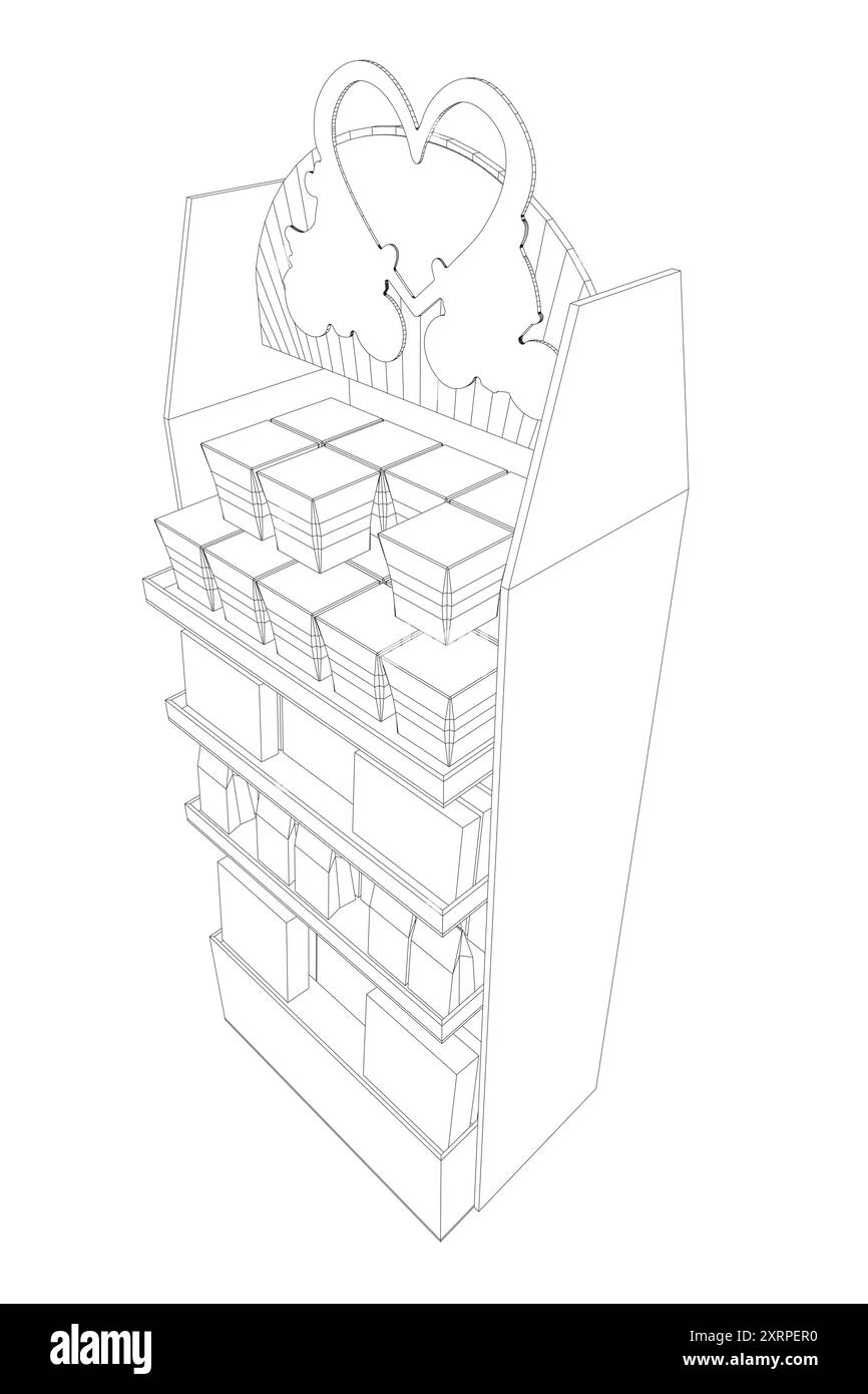 Grocery shop showcase. Supermarket with food product shelves, racks ...
