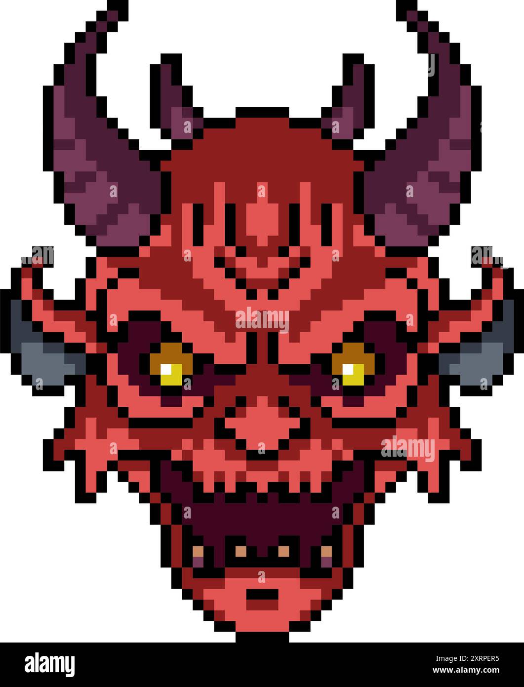 pixel art of hell demon face isolated background Stock Vector Image ...