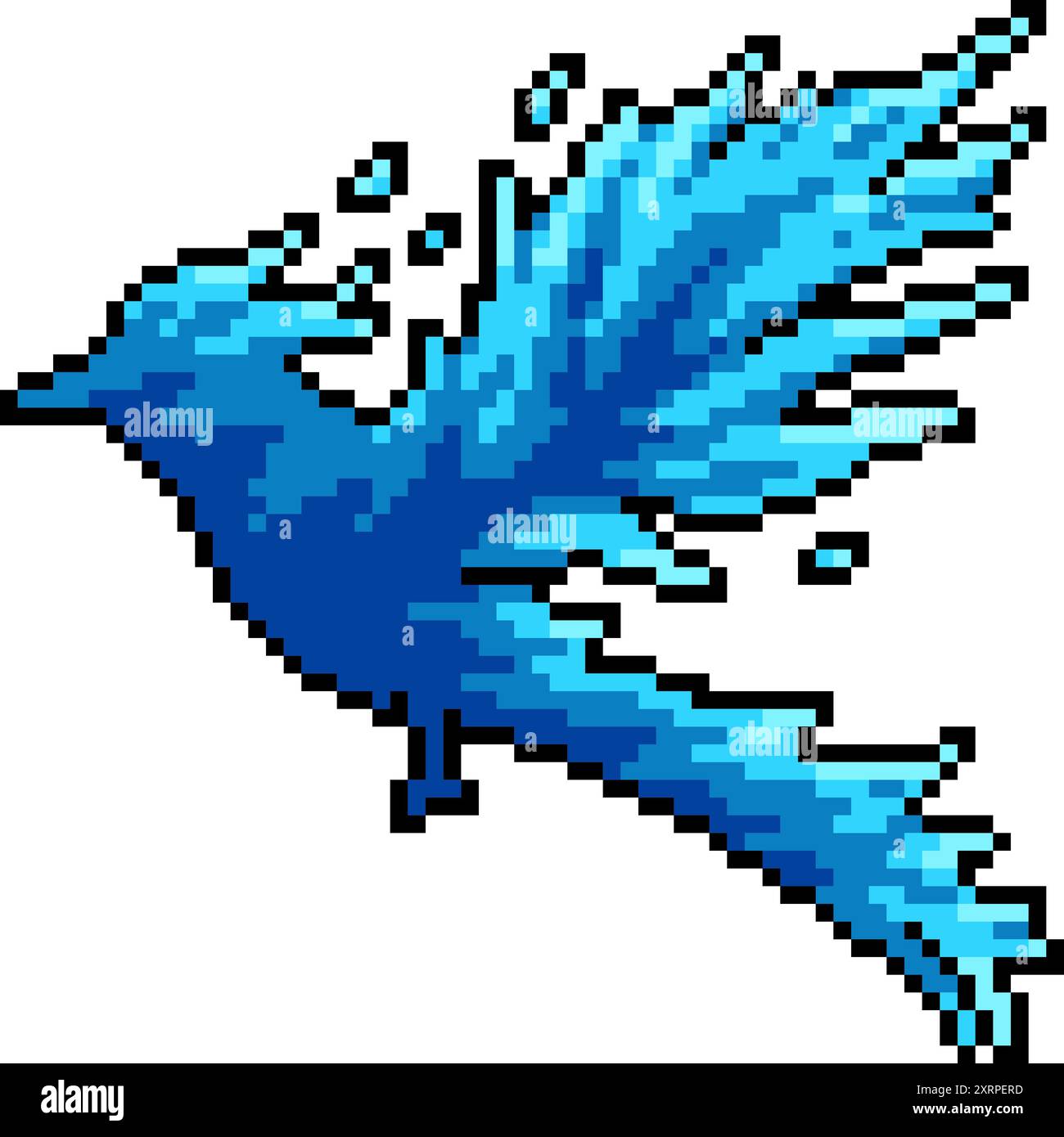 pixel art of fantasy blue phoenix isolated background Stock Vector ...