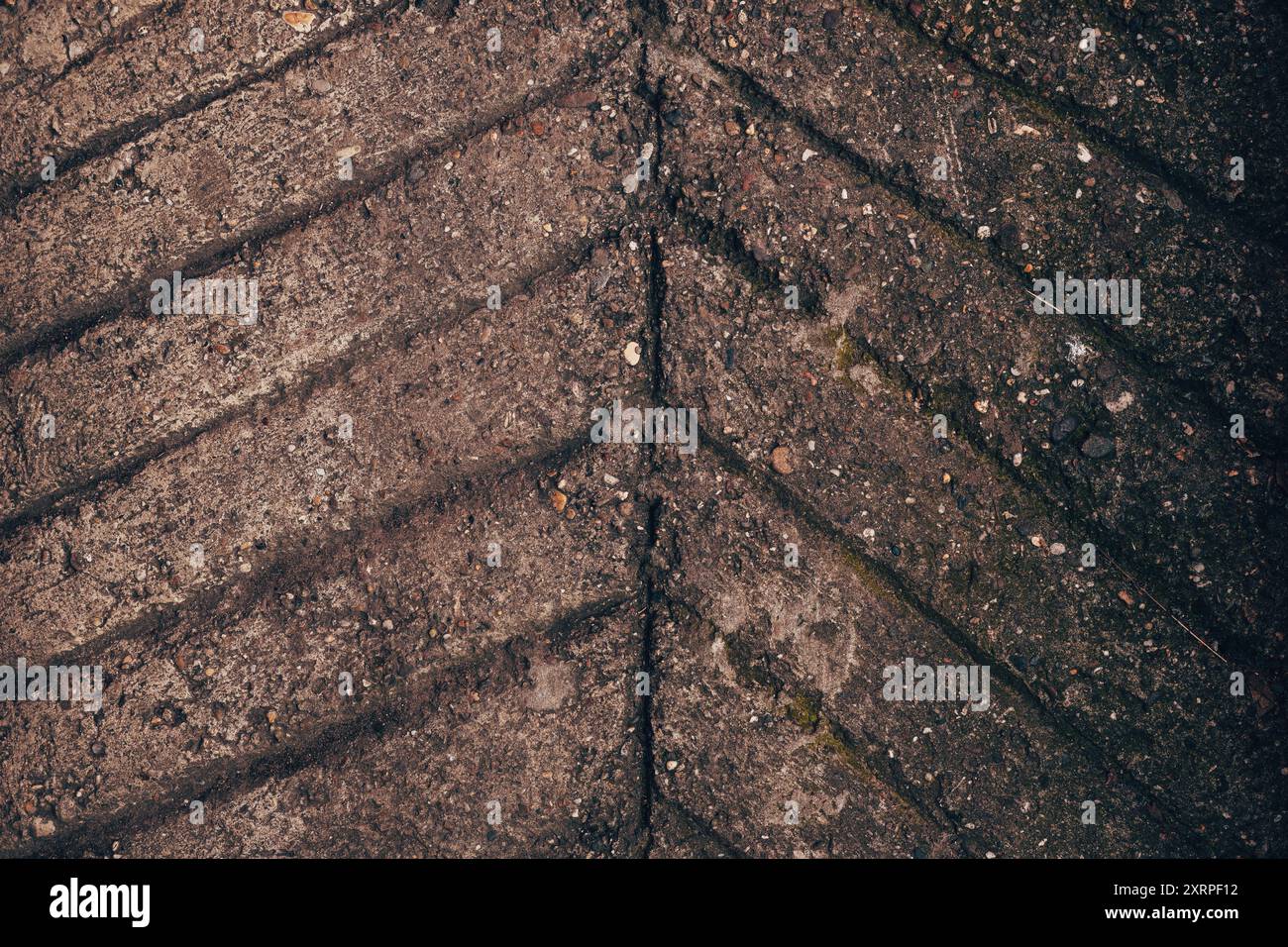 Old fish bone pattern concrete flooring as background, top view Stock ...
