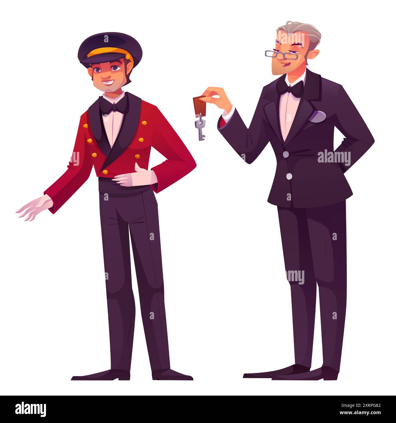 Hotel staff set isolated on white background. Vector cartoon ...