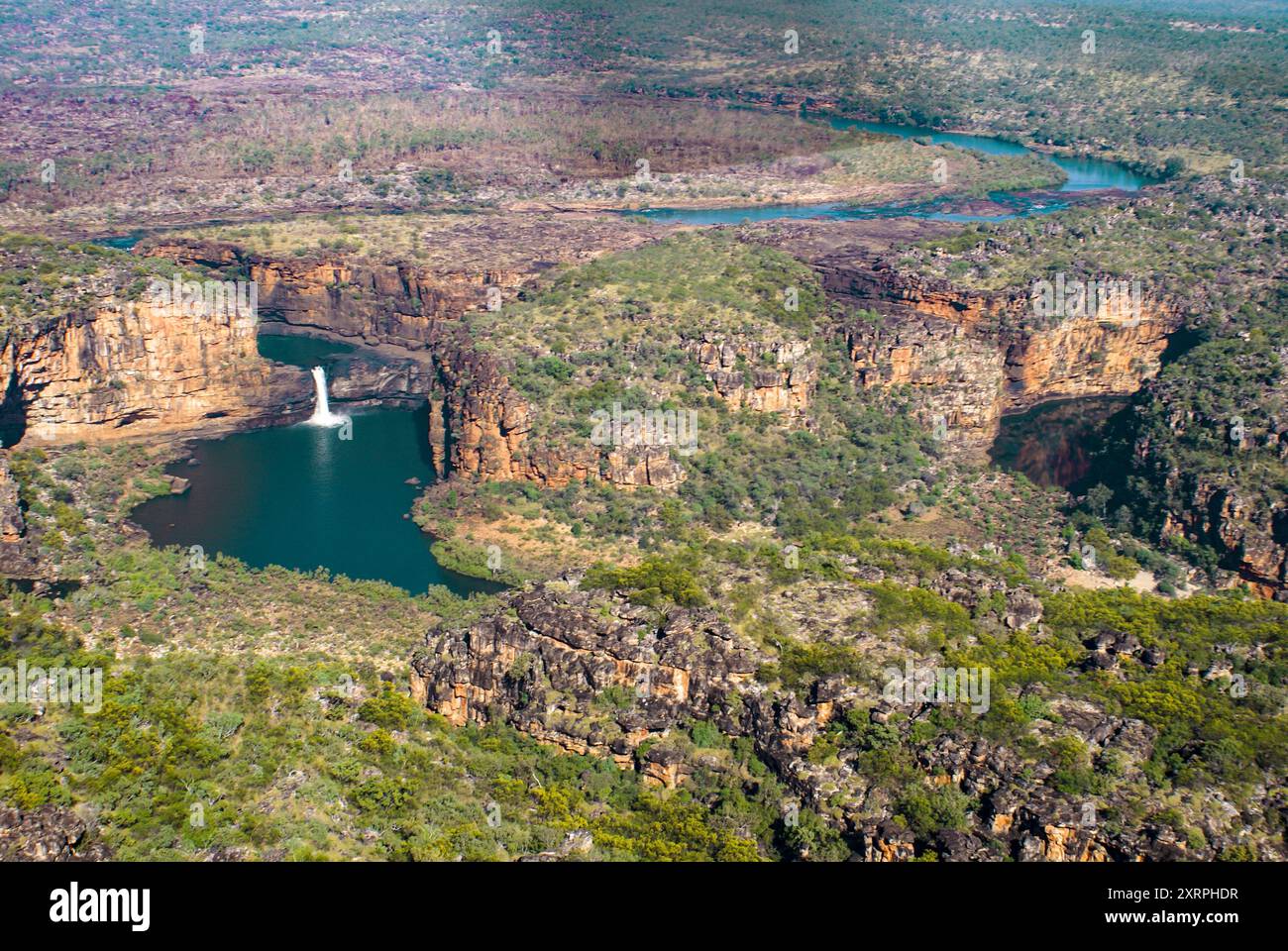 Lower pool of Mitchell Falls with the bend of Mitchell river in the ...