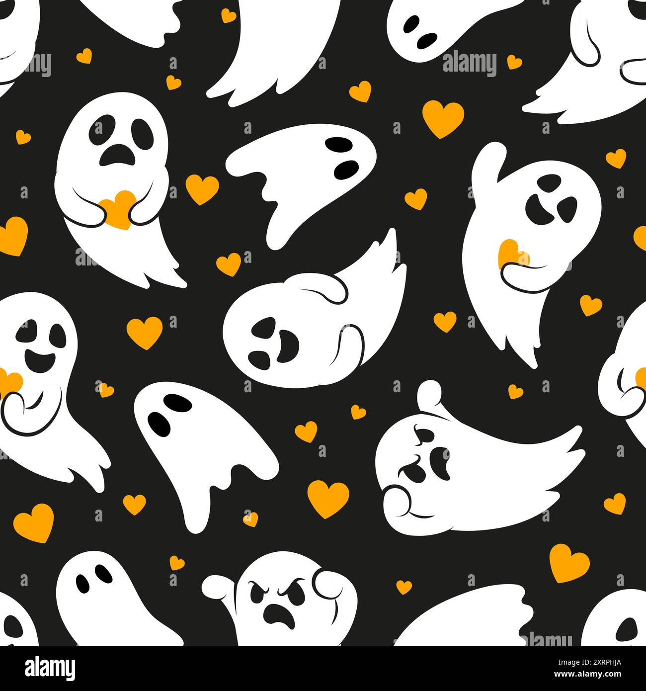 Halloween seamless pattern with cute little ghosts. White ghosts on ...
