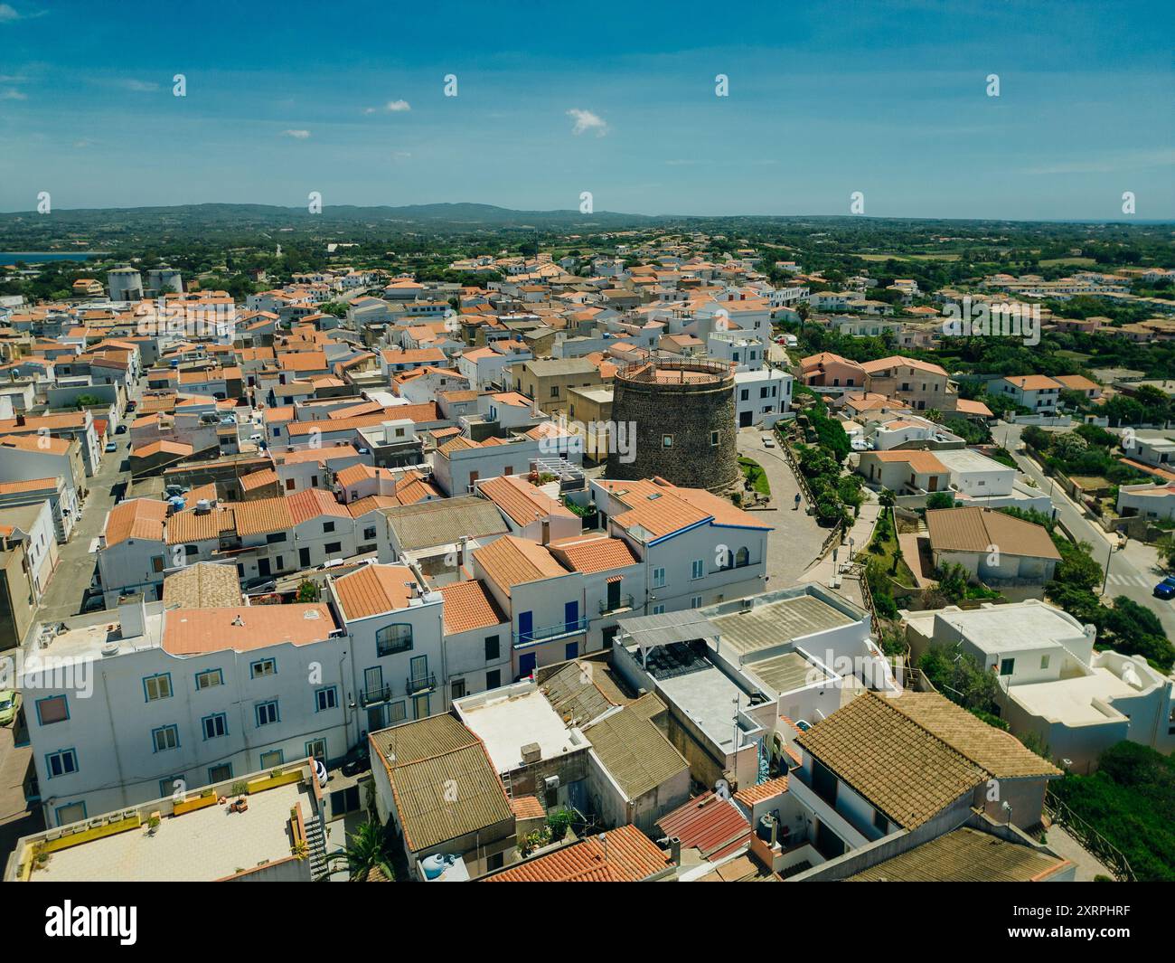 aerial view of Calasetta Beach Town, Sardinia. High quality photo Stock ...