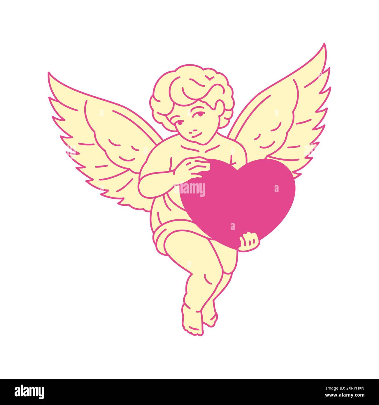 Y2k pink romantic baby boy angel with heart contemporary pop art icon ...