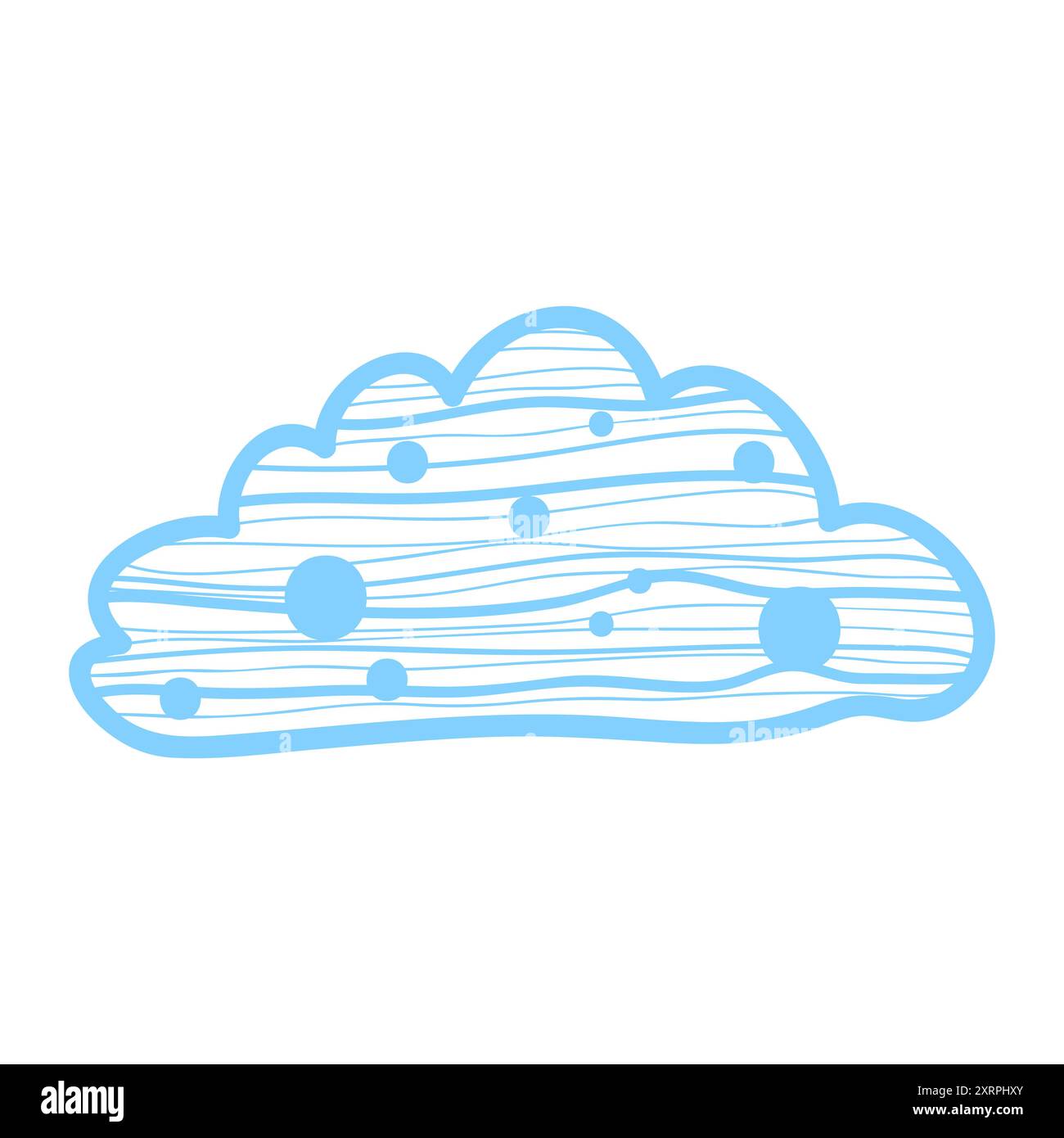 Hand Drawn Cloud With Horizontal Waves And Circles Stock Vector Image ...