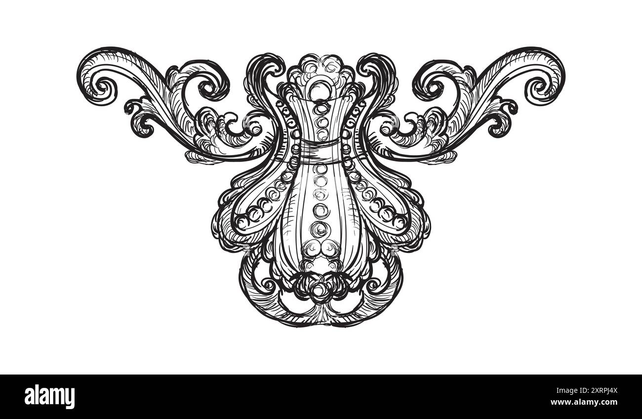 Hand drawing design element in baroque style. Vector isolated ...