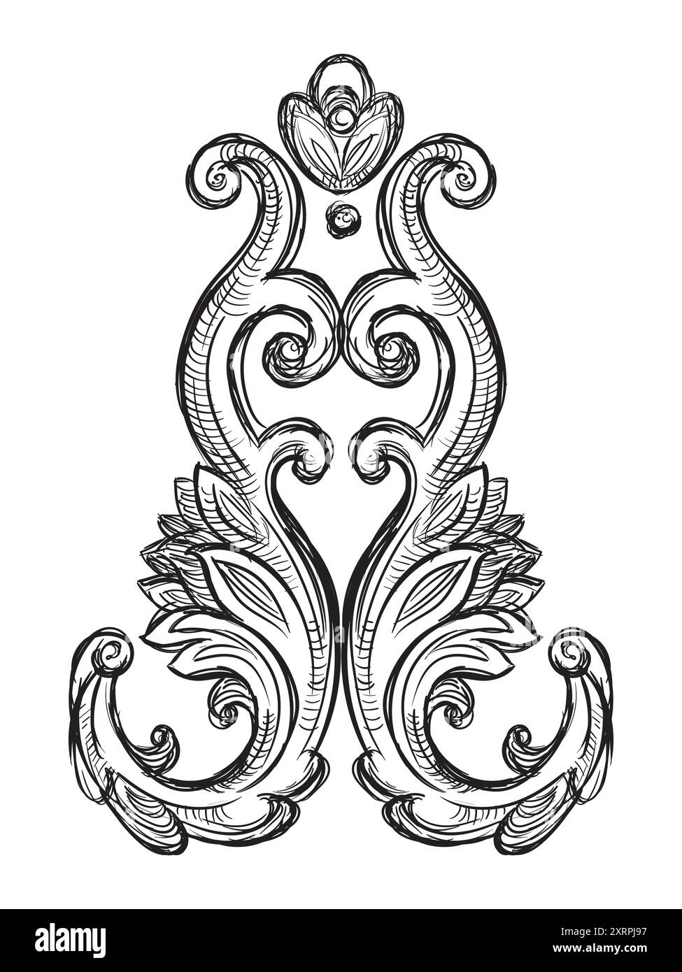 Hand drawing design element in baroque style. Vector isolated ...