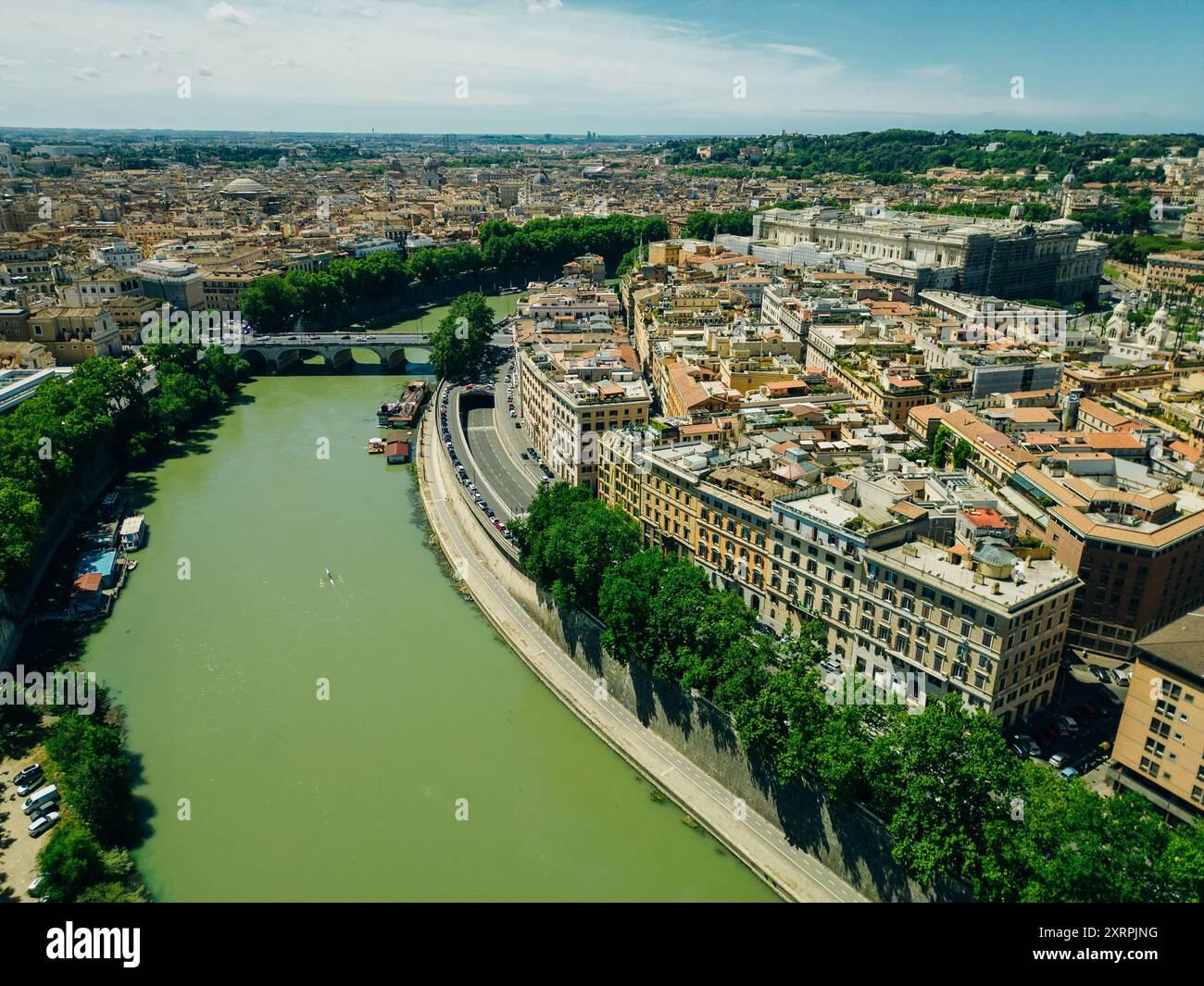 Aerial view of the Tiber river in Rome, Italy. High quality photo Stock ...
