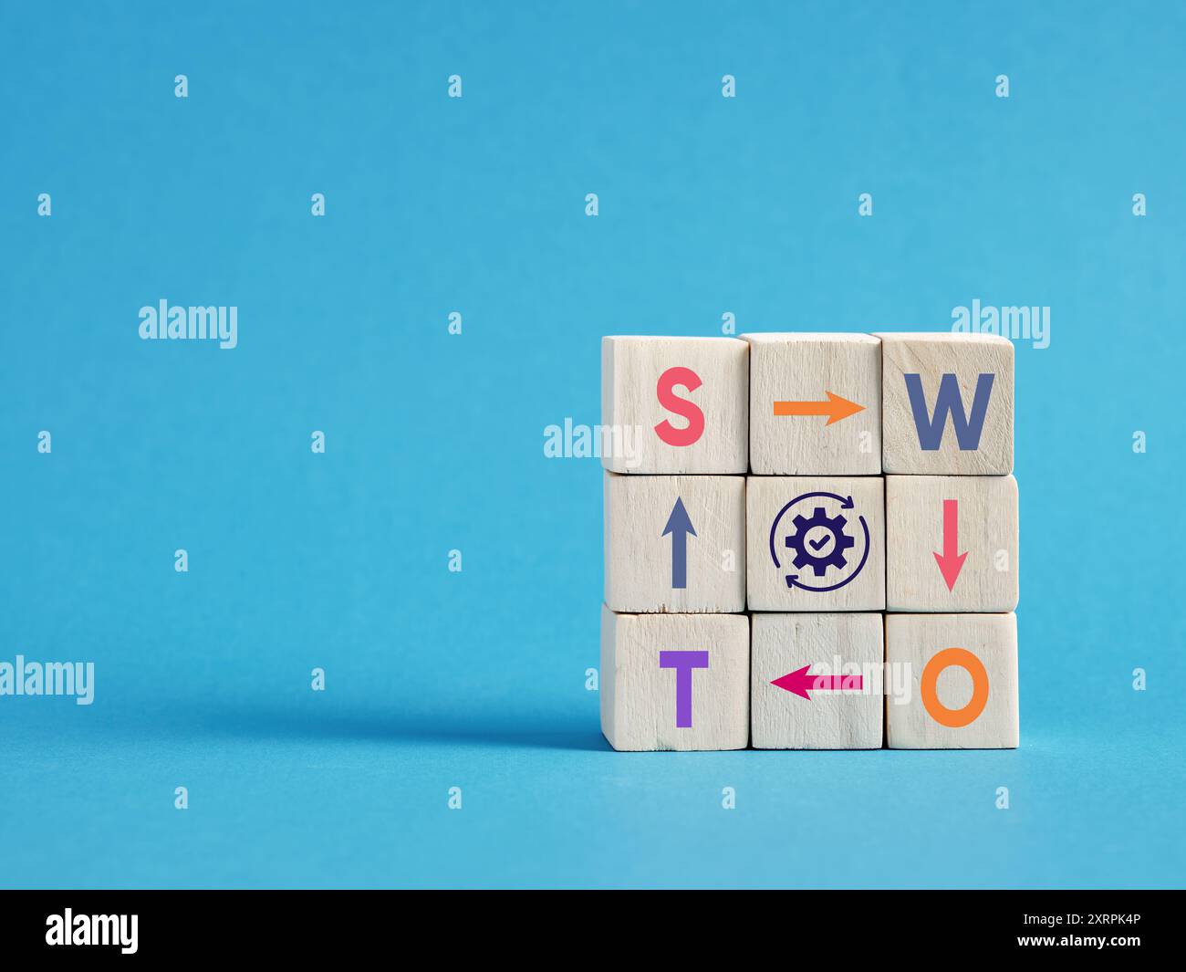 Wooden cubes with swot analysis, transforming weakness into strengths ...