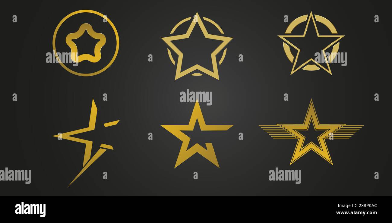 Groups of stars Logo, set of gold stars, Star with 6 corners logo ...