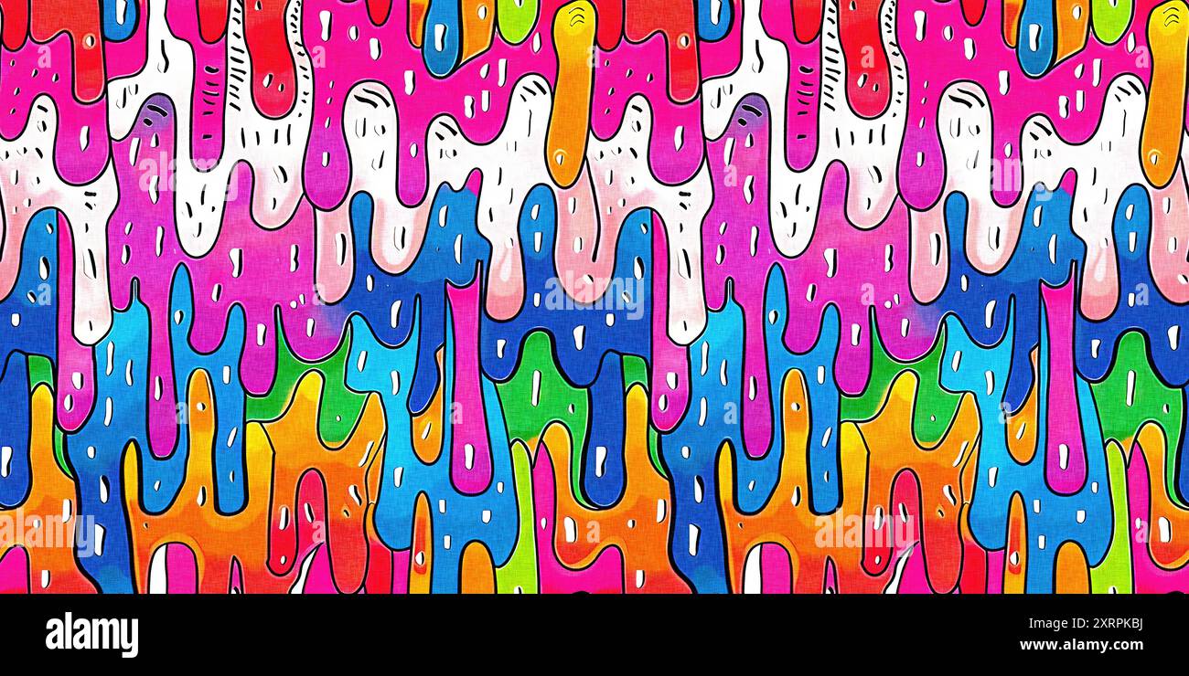 Fun dripping paint effect digital banner pattern with whimsical ink ...