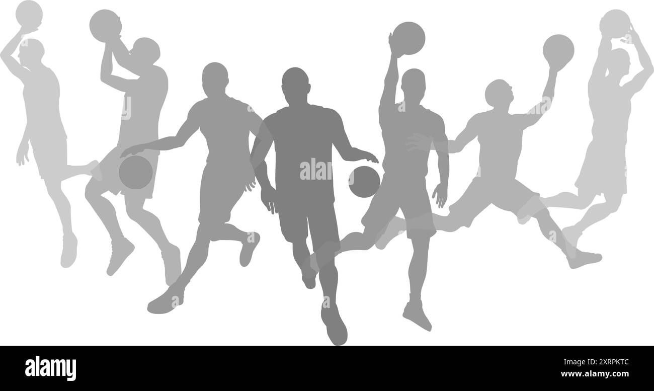 Basketball Silhouette Players Player Silhouettes Stock Vector Image ...