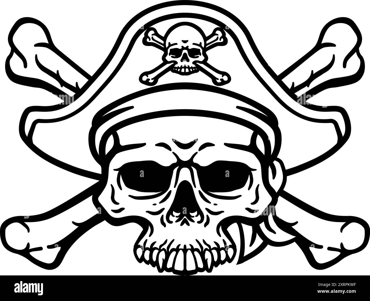 Pirate Hat Skull and Crossbones Cartoon Stock Vector Image & Art - Alamy