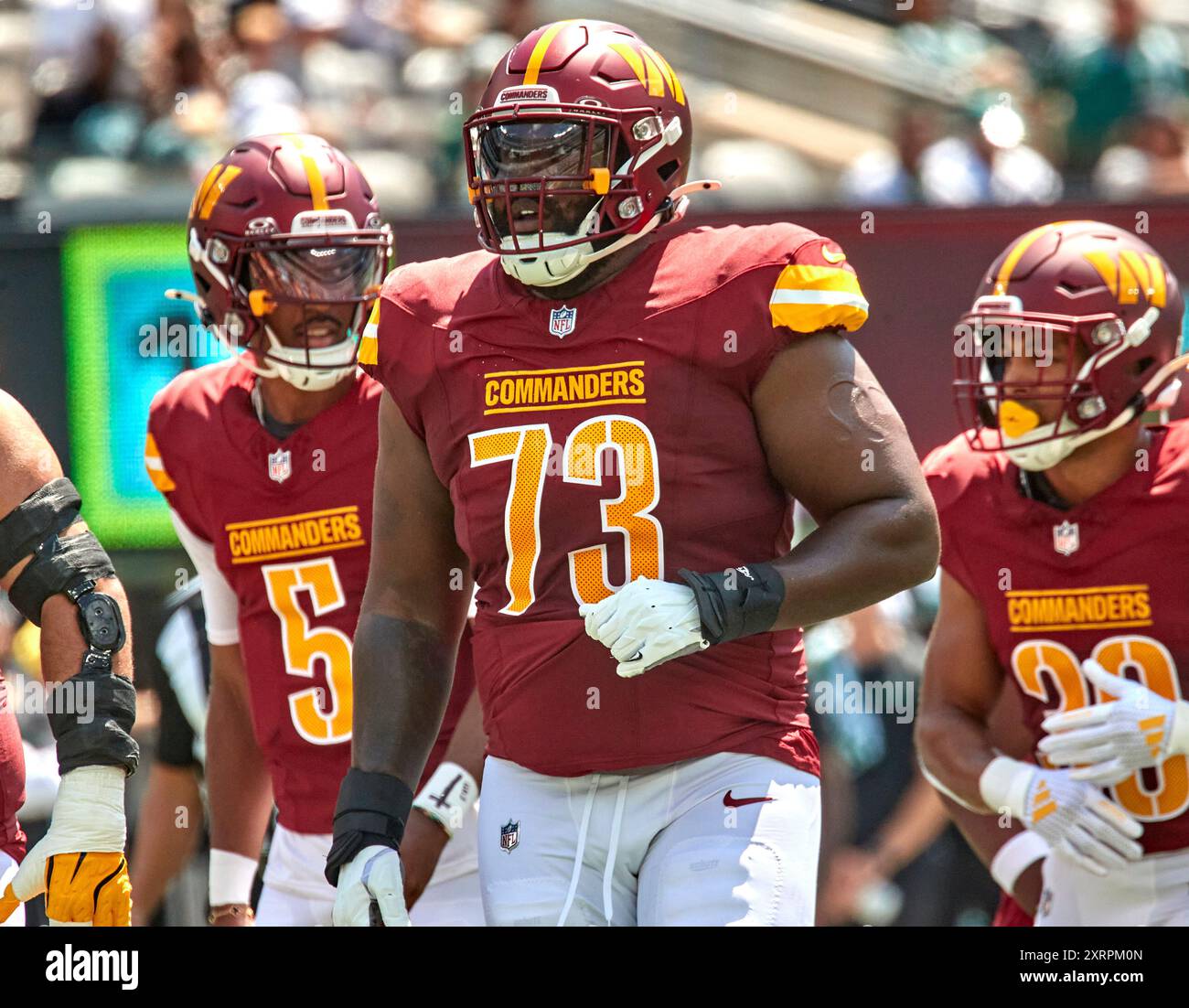 Washington Commanders offensive tackle Trent Scott (73) against the New ...