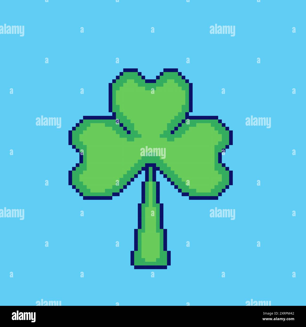 Vector Illustration of a clover leaf with Pixel Art Design, perfect for ...