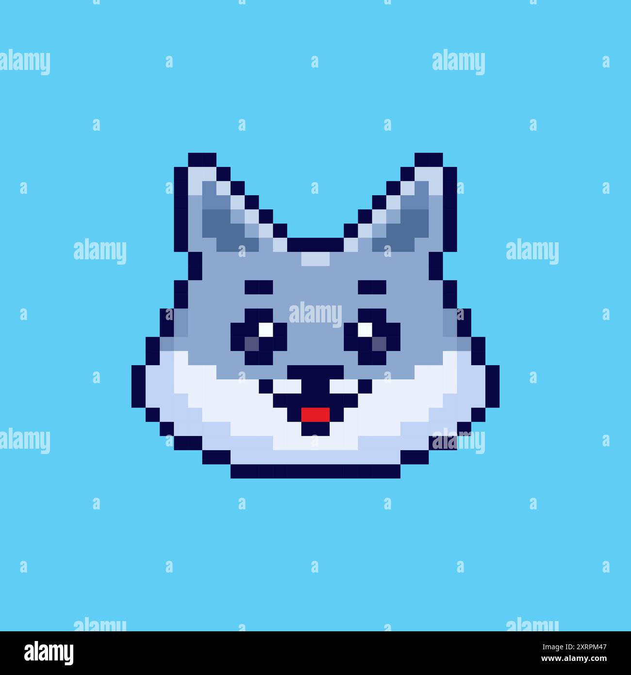 Vector Illustration of wolf head character with Pixel Art Design ...