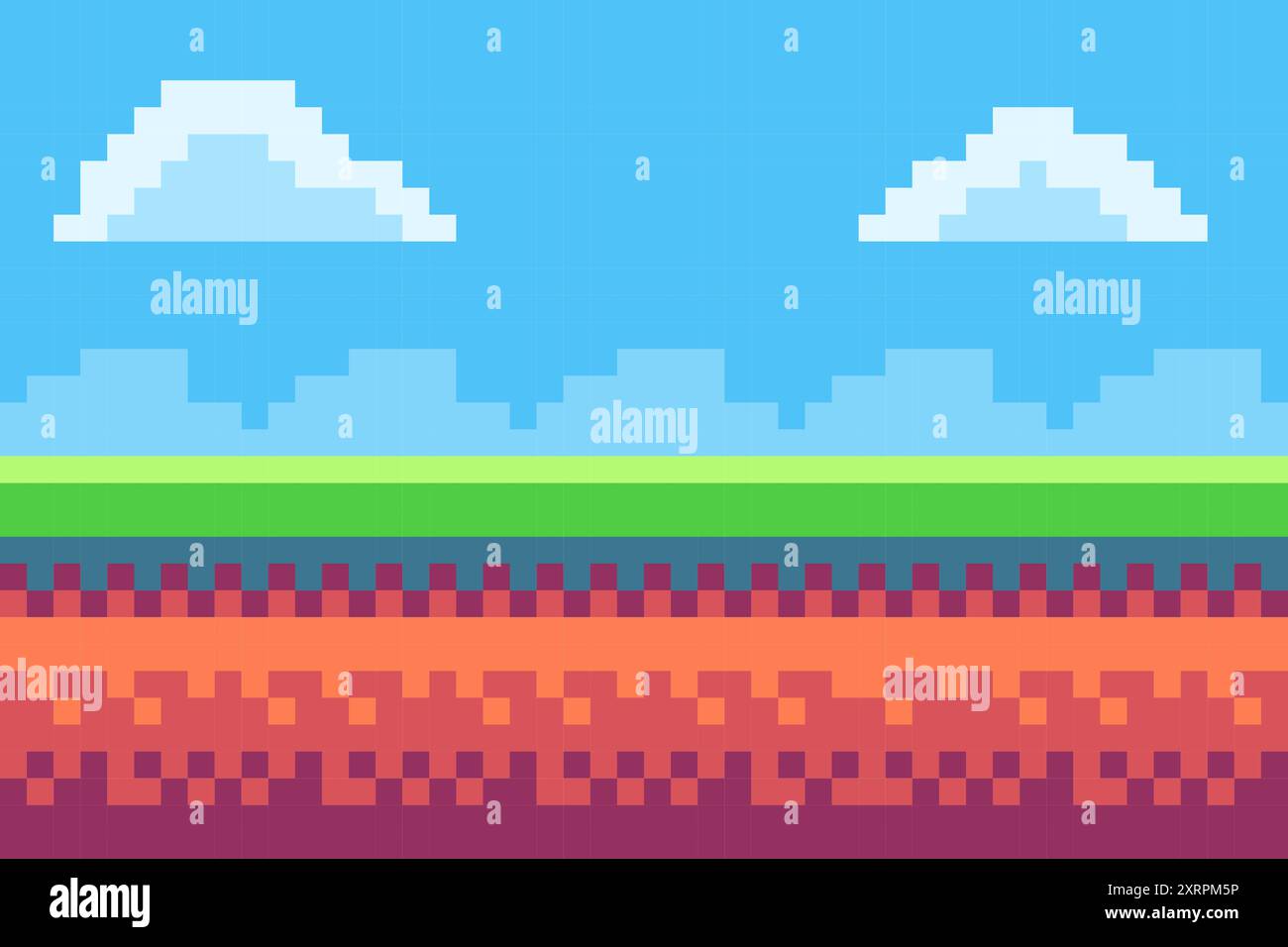 Vector Illustration of highlands landscapes with Pixel Art Design ...