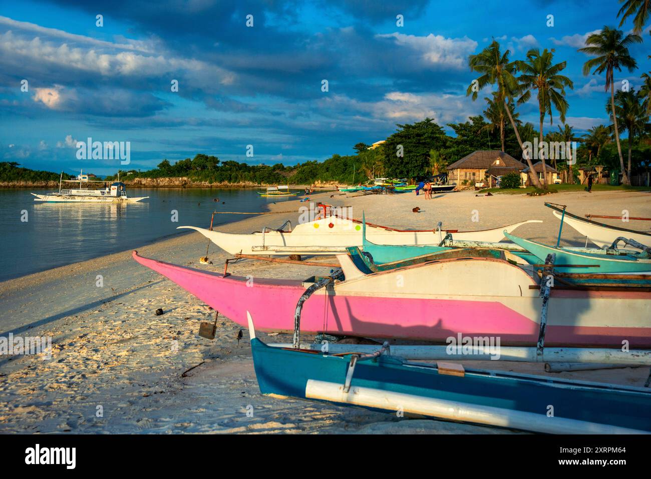 Local fish boats in white sand beach in of Langub Beach Malapascua ...