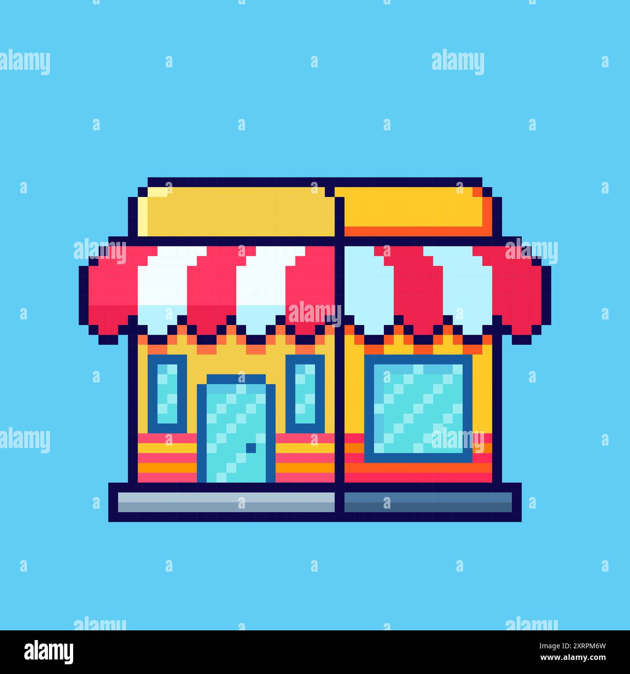 Vector Illustration of store building with Pixel Art Design, perfect for game assets themed ...