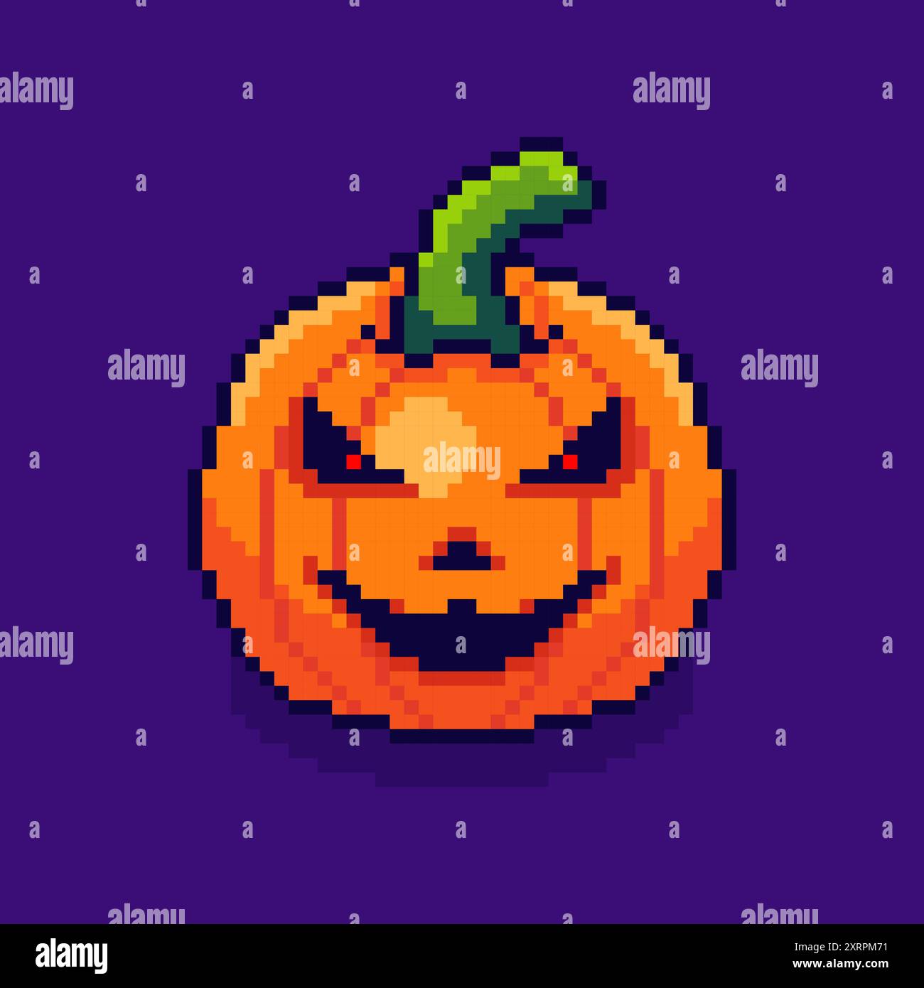Vector Illustration of scary pumpkin halloween theme with Pixel Art ...