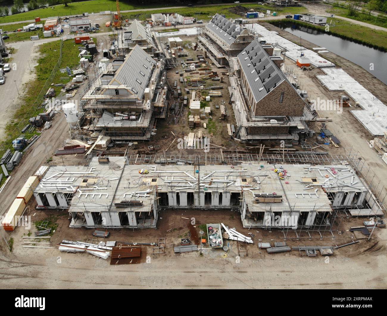 Construction of residential neighborhood aerial view on clear day Stock ...