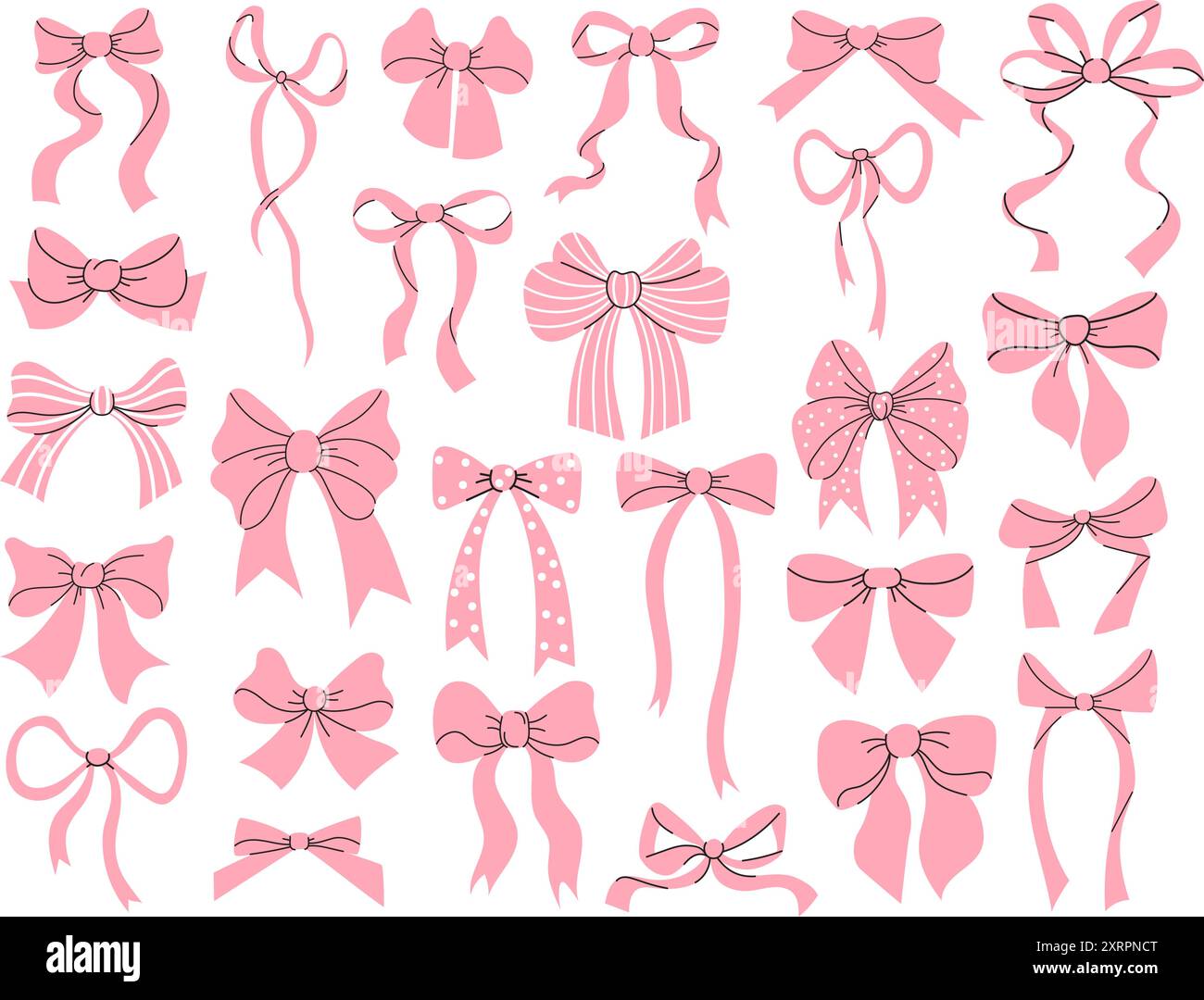Pink Bow Ribbon Vector Set Of Hand Drawn Pink Bow Vector Image On