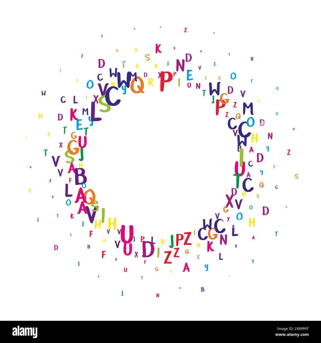 Falling letters of English language. Colorful childish flying ...