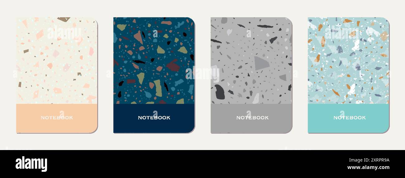 School diary cover design. Terrazzo abstract background made of natural ...