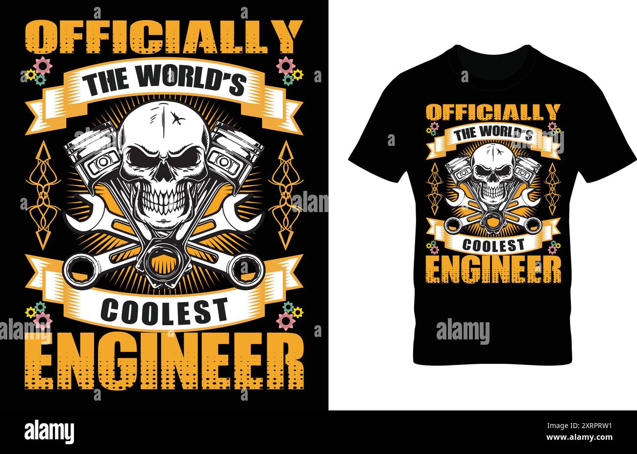 OFFICIALLY THE WORLD'S COOLEST ENGINEER T-shir Design Stock Vector ...