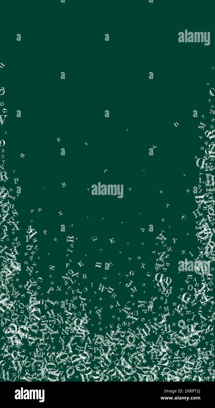 Concept of school background. White chalk falling letters of English ...