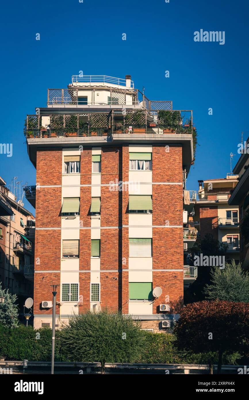 Facade of an apartment building, block of flats Stock Photo - Alamy