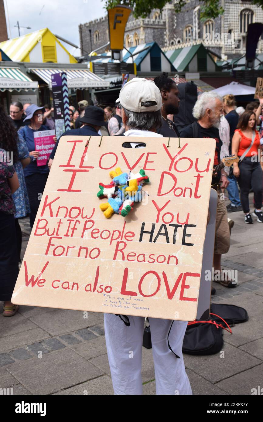 Anti-racist demo Norwich 10 August 2024 UK Stock Photo - Alamy