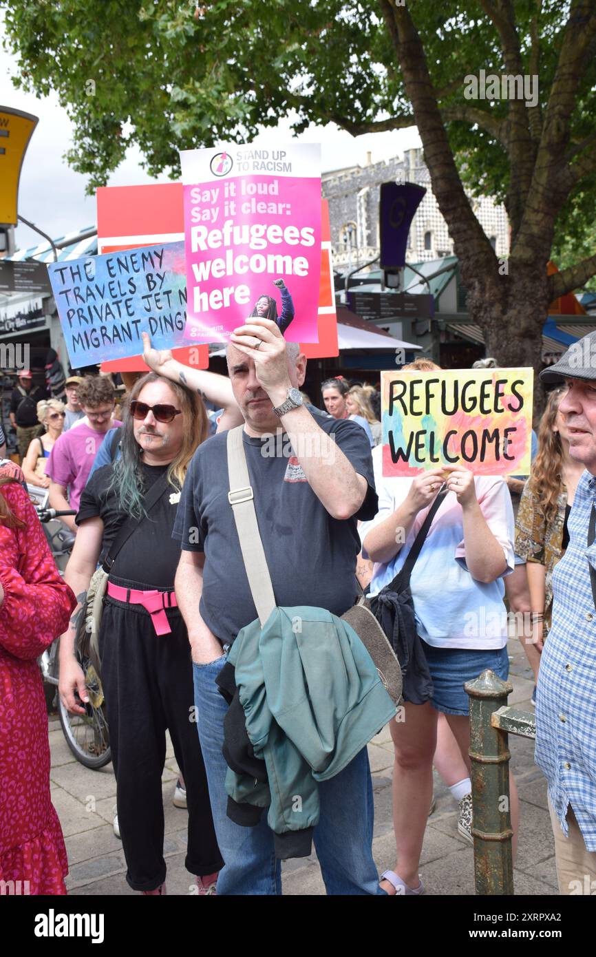 Anti-racist demo Norwich 10 August 2024 UK Stock Photo - Alamy