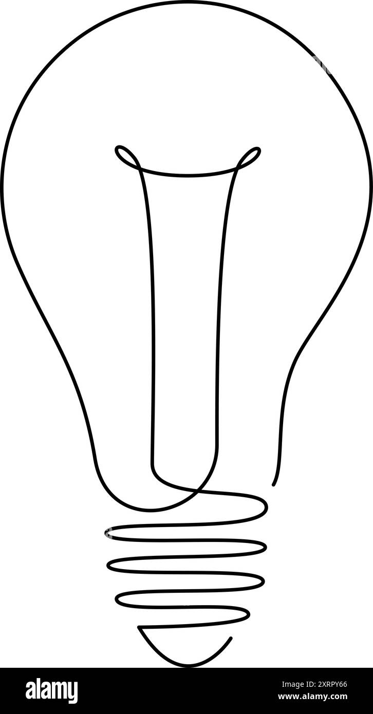 Light bulb continuous one line drawing. Single line vector illustration ...
