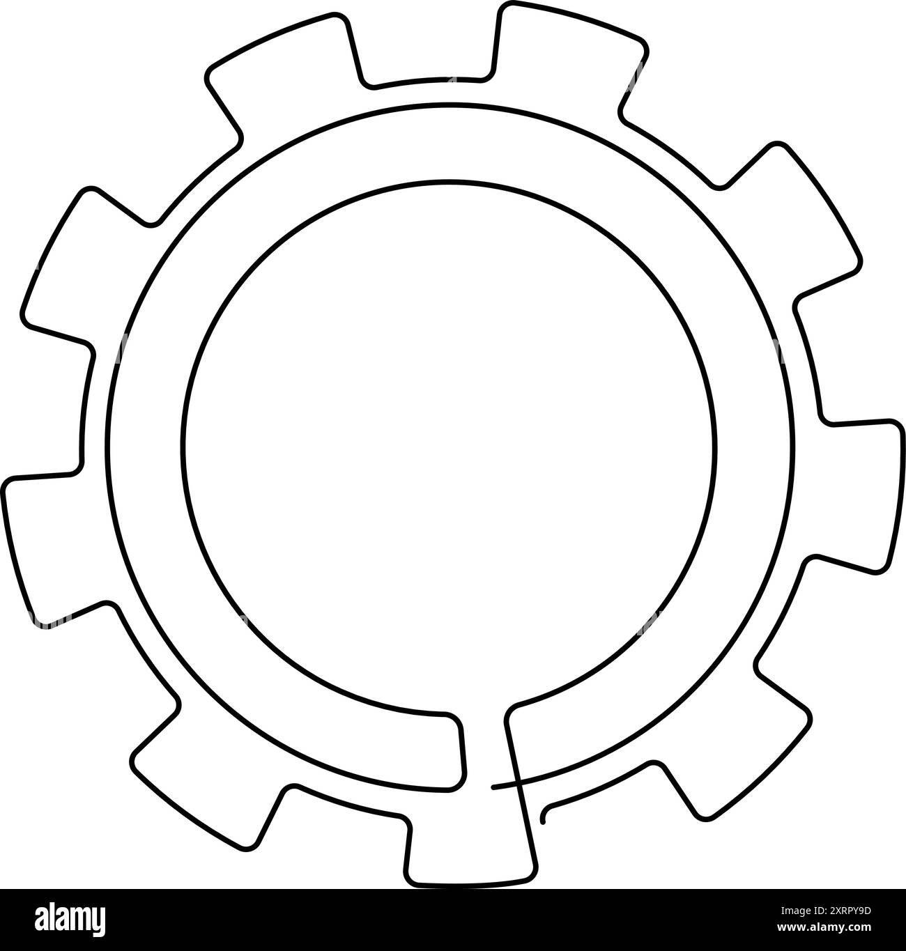 Continuous one line drawing of metal gear or cog. Mechanism wheels logo ...