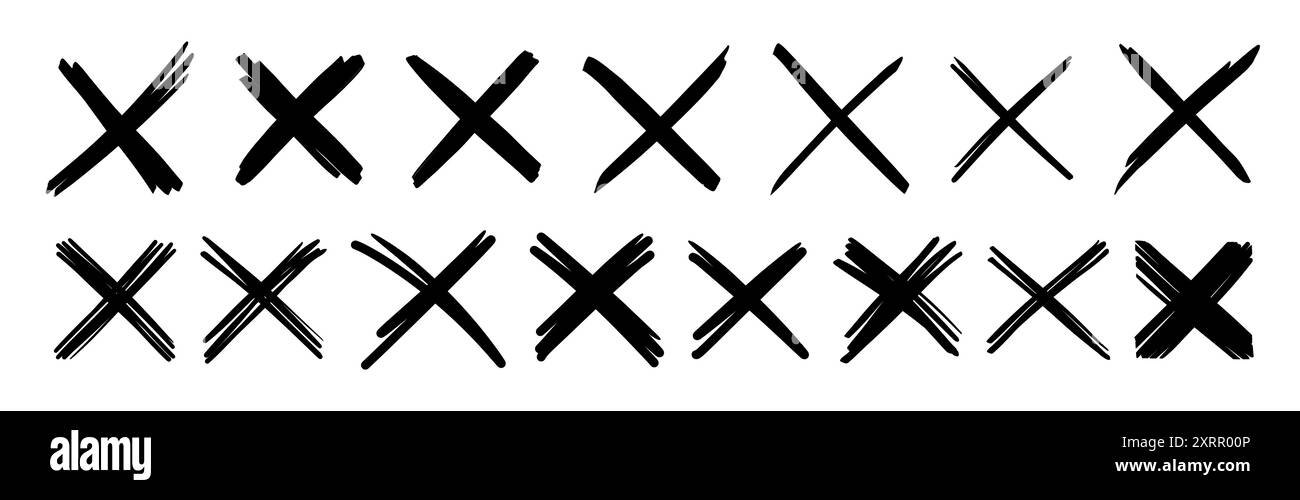X scribble marks. Vector sketch crosses of black marker, pen, pencil or ...