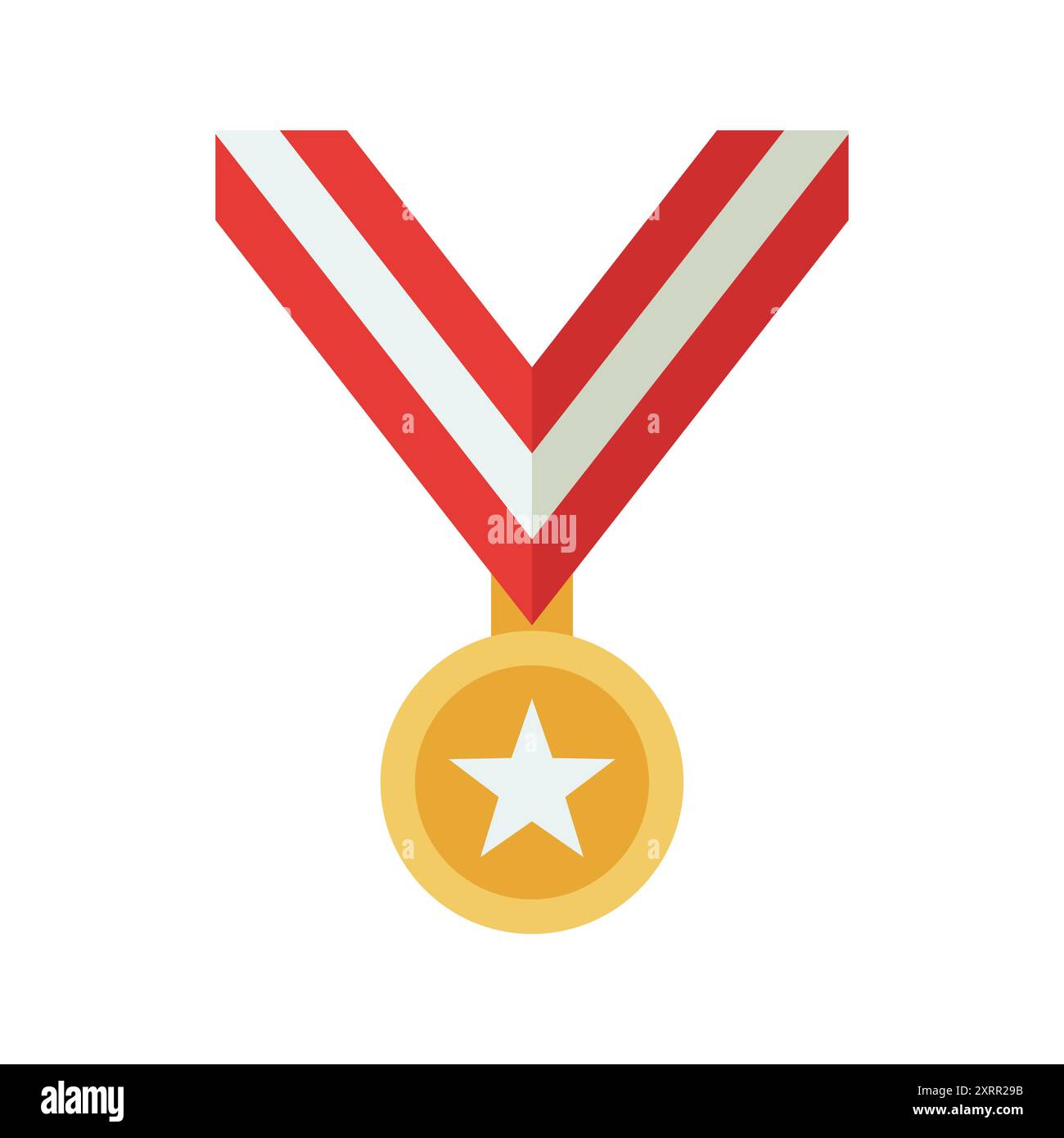 Medal icon. Gold medal with red and white ribbon. Victory concept Stock ...
