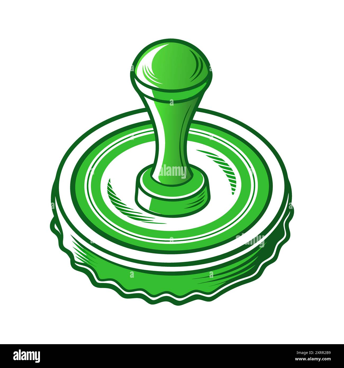 Green stamp pad with wooden handle standing on white background. Vector ...