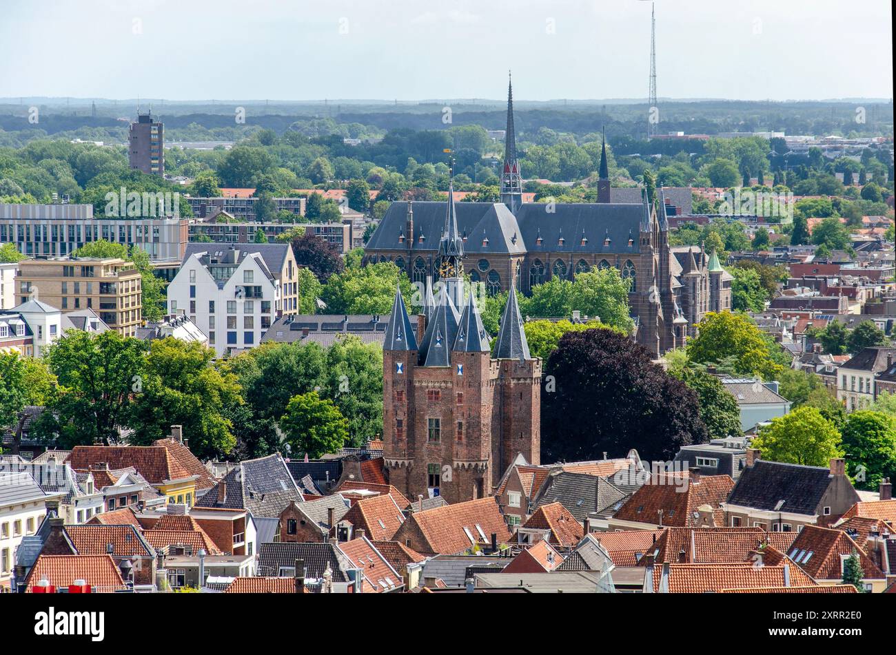 Zwolle, The Netherlands, August 8, 2024: aerial view of the old town ...