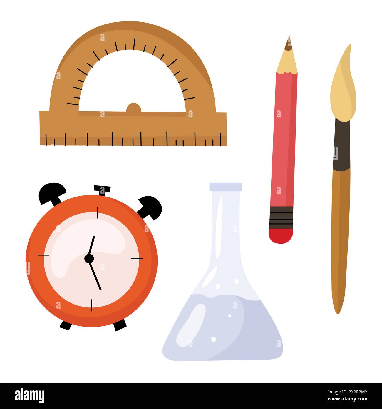 School items illustrations set for back to school concept usage. Flat ...