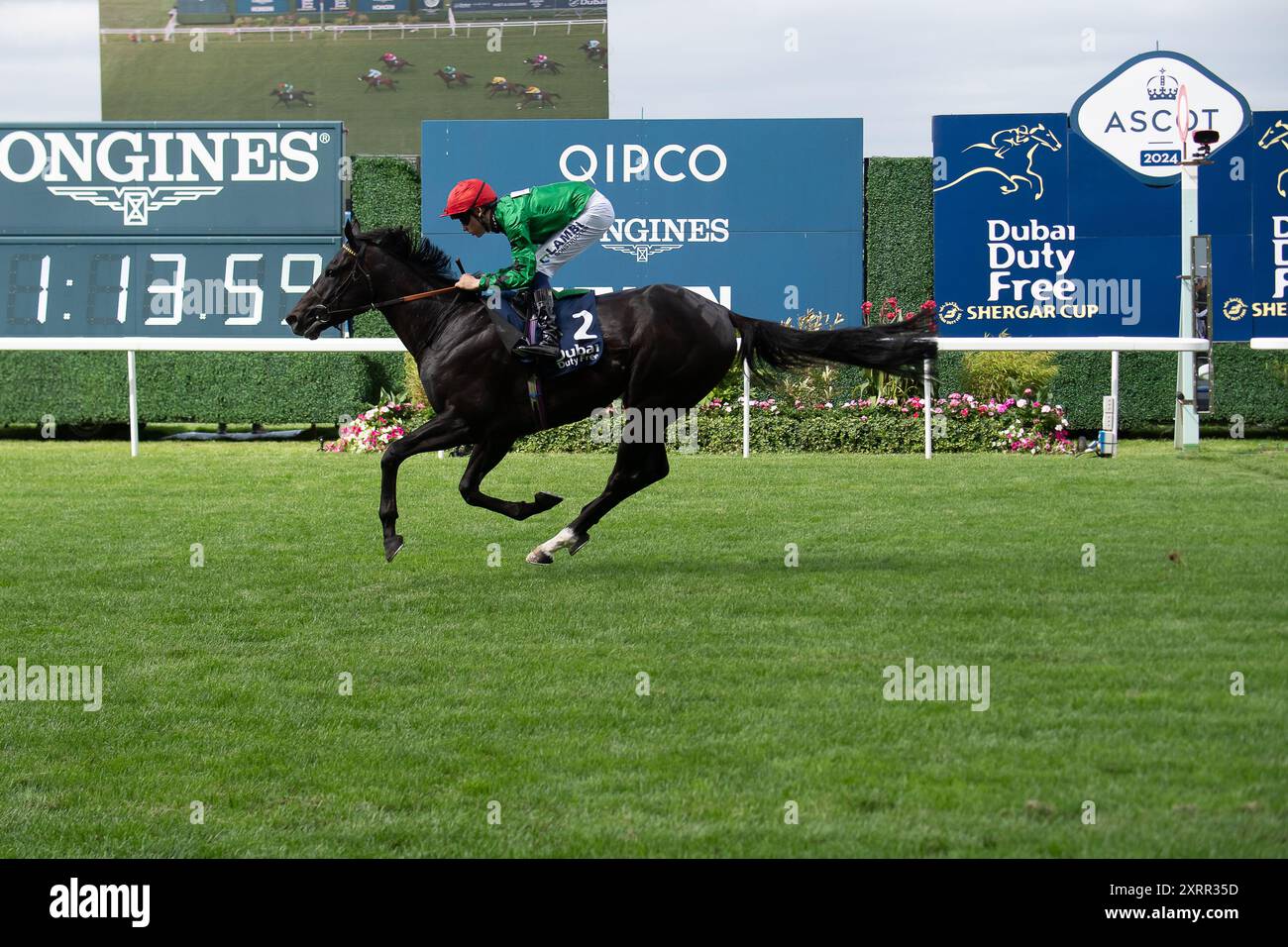 Ascot, UK. 10th August, 2024. Jockey Billy Loughnane who rode JARRAFF ...