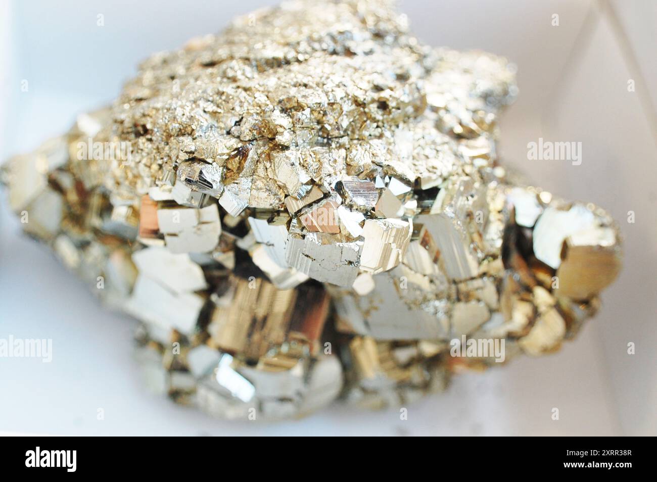 Shiny Pyrite Crystal Cluster with Metallic Gold Brilliance Close-Up ...