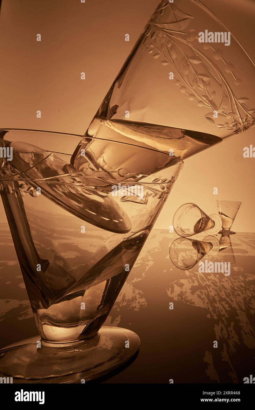 Crystal goblet with sloshing fluid Stock Photo - Alamy