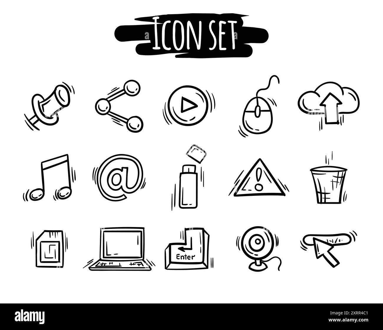 Vector set of black and white icons related to internet, computer ...