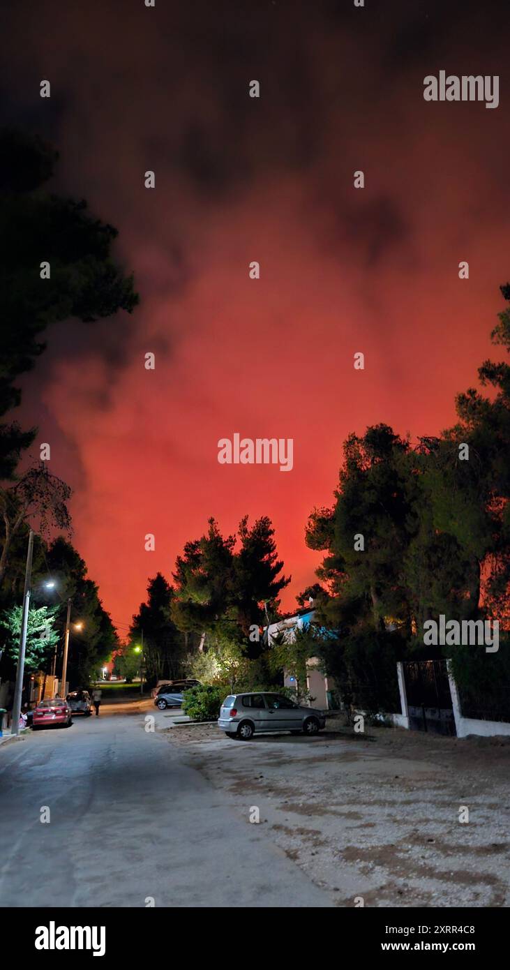 Athens, Greece. 11th Aug, 2024. A forest fire started from Varnavas in ...